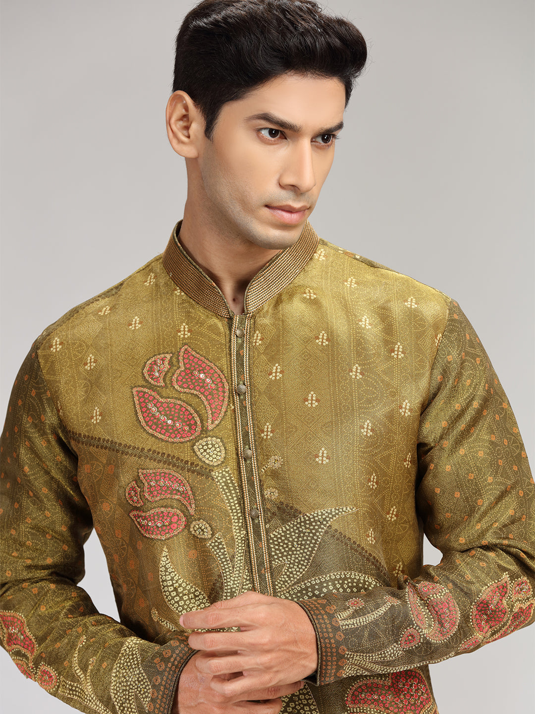 Buy Mehendi Kurta Set for Men | Stylish Mehendi Kurta Sets by KoraNm
